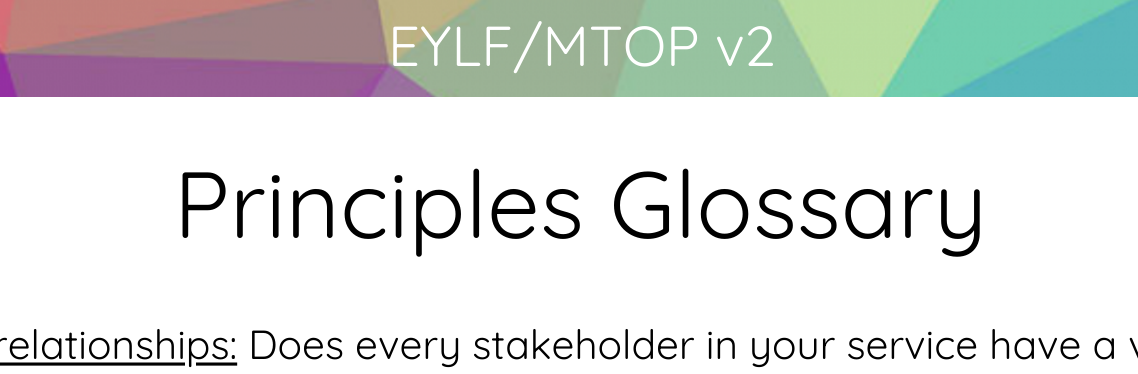 EYLF/MTOP v2 Principles Glossary - RARE Early Childhood Support Services