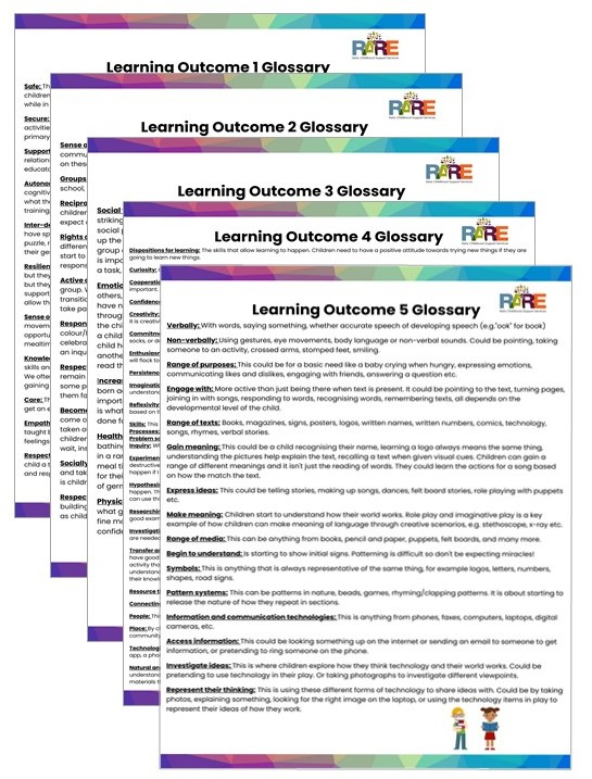 Learning Outcome Glossary 5 pack – RARE Early Childhood Support Services