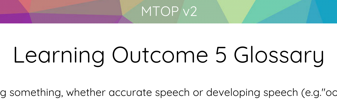 MTOP v2 Learning Outcome 5 Glossary - RARE Early Childhood Support Services