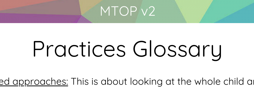 MTOP v2 Practices Glossary - RARE Early Childhood Support Services